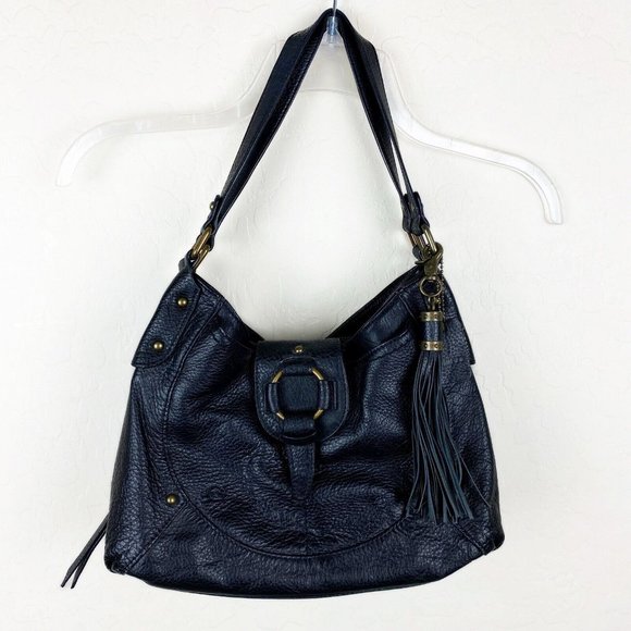 Born | Bags | Born Tasseled Black Leather Two Handle Shoulder Bag With ...